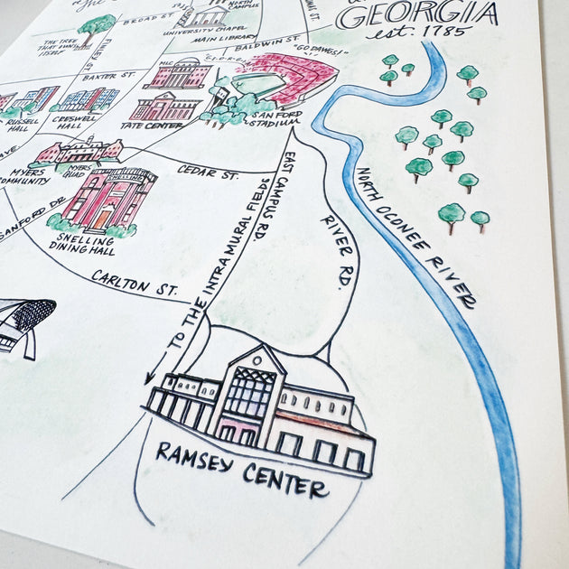 UGA Campus Map Art Print