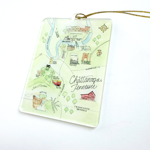 Chattanooga, Tennessee Map Acrylic Ornament