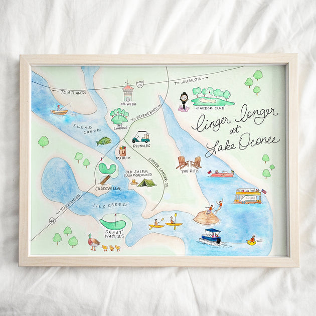Lake Oconee, Georgia Map Art Print