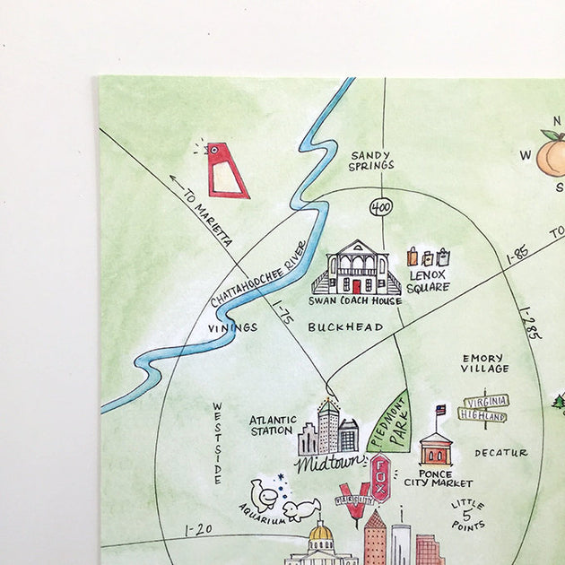 Atlanta, Georgia Map Art Print